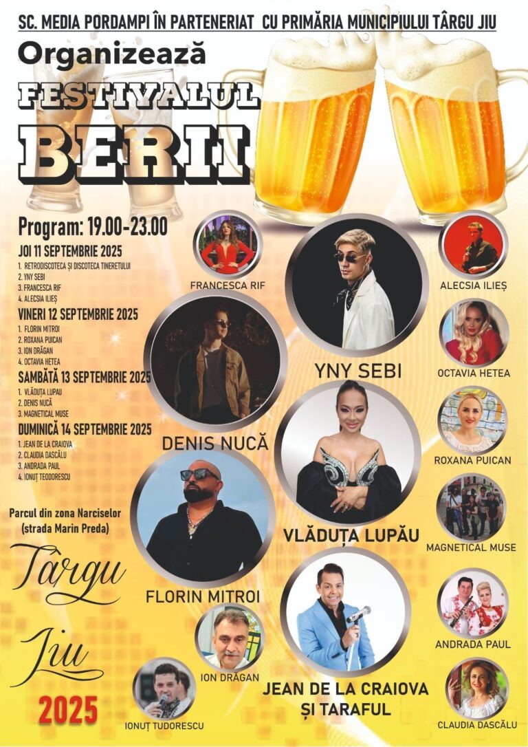 Patru zile de muzică și distracție la Festivalul Berii din Târgu Jiu ...